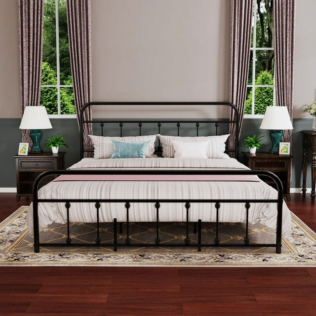 alazyhome Simple Vintage California King Metal Platform Bed Frame, Easy ...