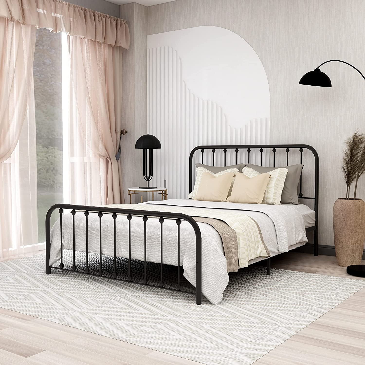 Alazyhome Sturdy Metal Queen Bed Frame, Black, Platform Base, Storage ...