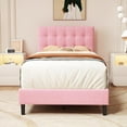 Alazyhome Modern Twin Size Fabric Upholstered Bed Frame with Button ...