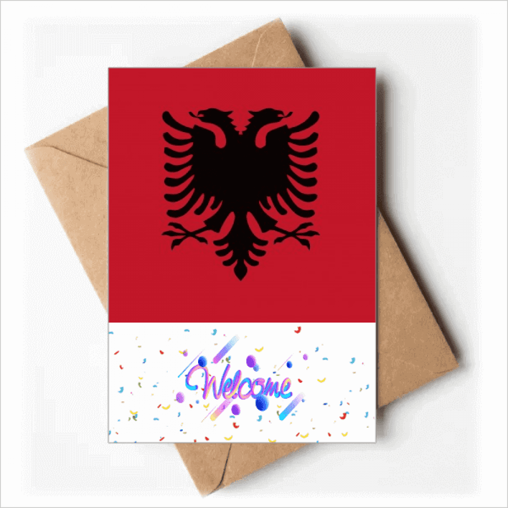 albania national flag eu country Welcome Back Greeting Cards Envelopes ...