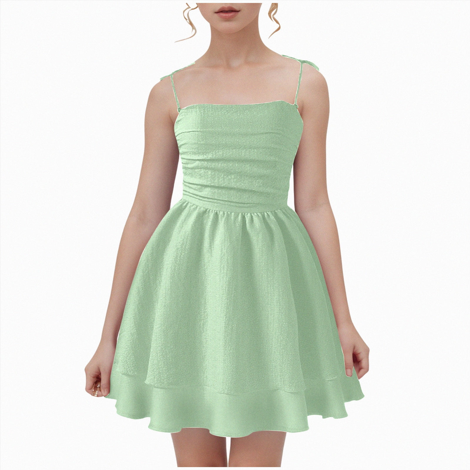 alcepopk Girls A-Line Summer Sundress - Front Button Up Spaghetti Strap ...