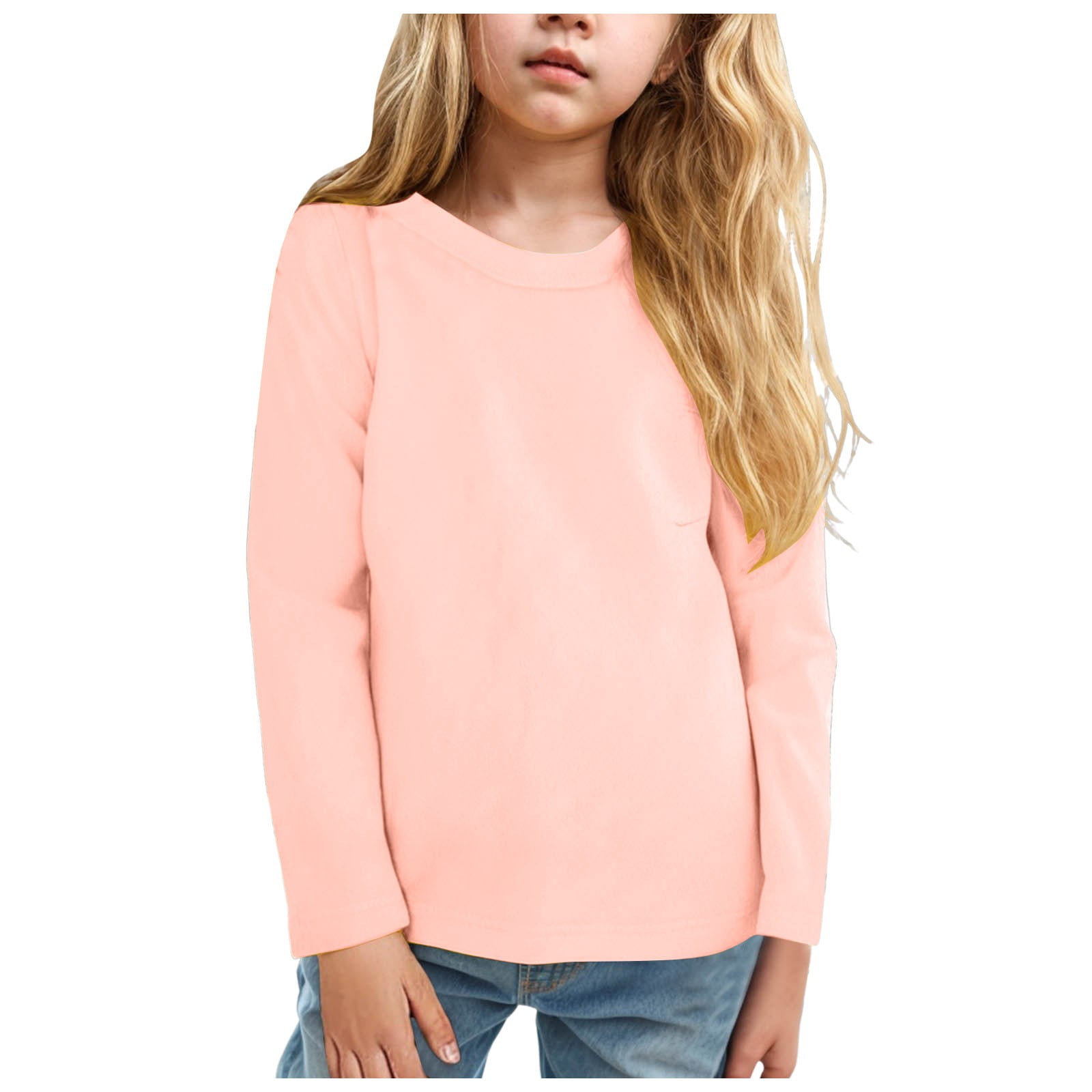 alcepopk Girls Long Sleeve Shirts Soft Crewneck Long-Sleeve T-Shirts Basic Layering Tees(Light ...