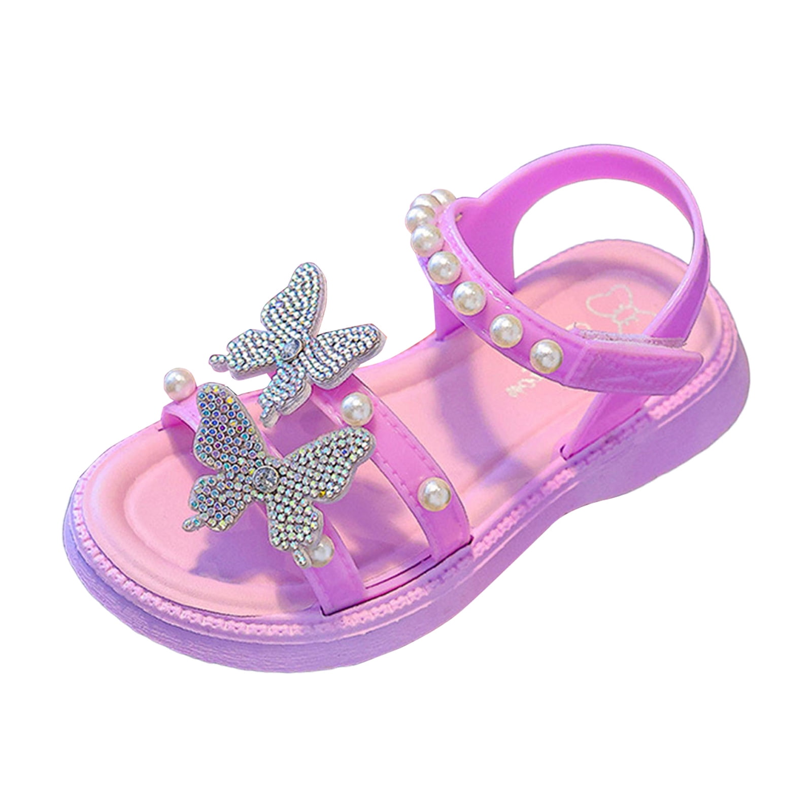 alcepopk Girls Sandals, Open Toe Cute Bow Princess Girls Flats, Sparkly Summer Dress Shoes ...