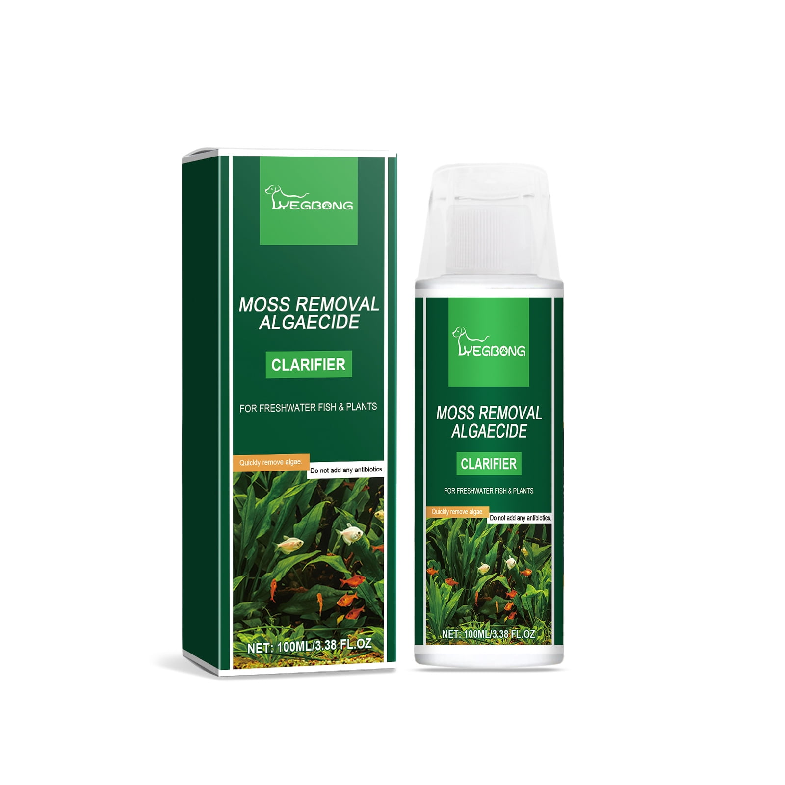 The algae-removing and clarifying agent cleans the fish tank with green ...