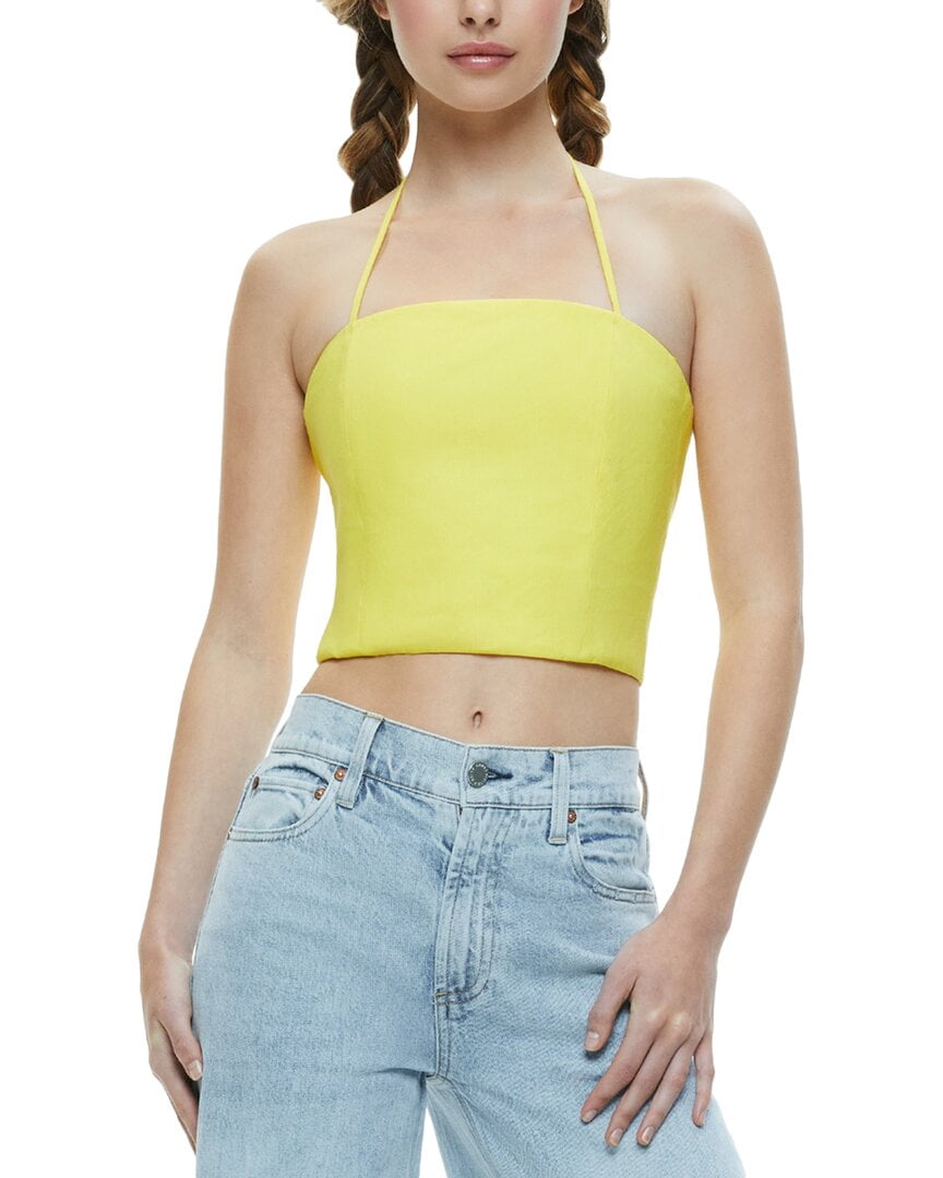 alice + olivia womens Ceresi Tie Neck Halter Linen-Blend Bandeau Top ...