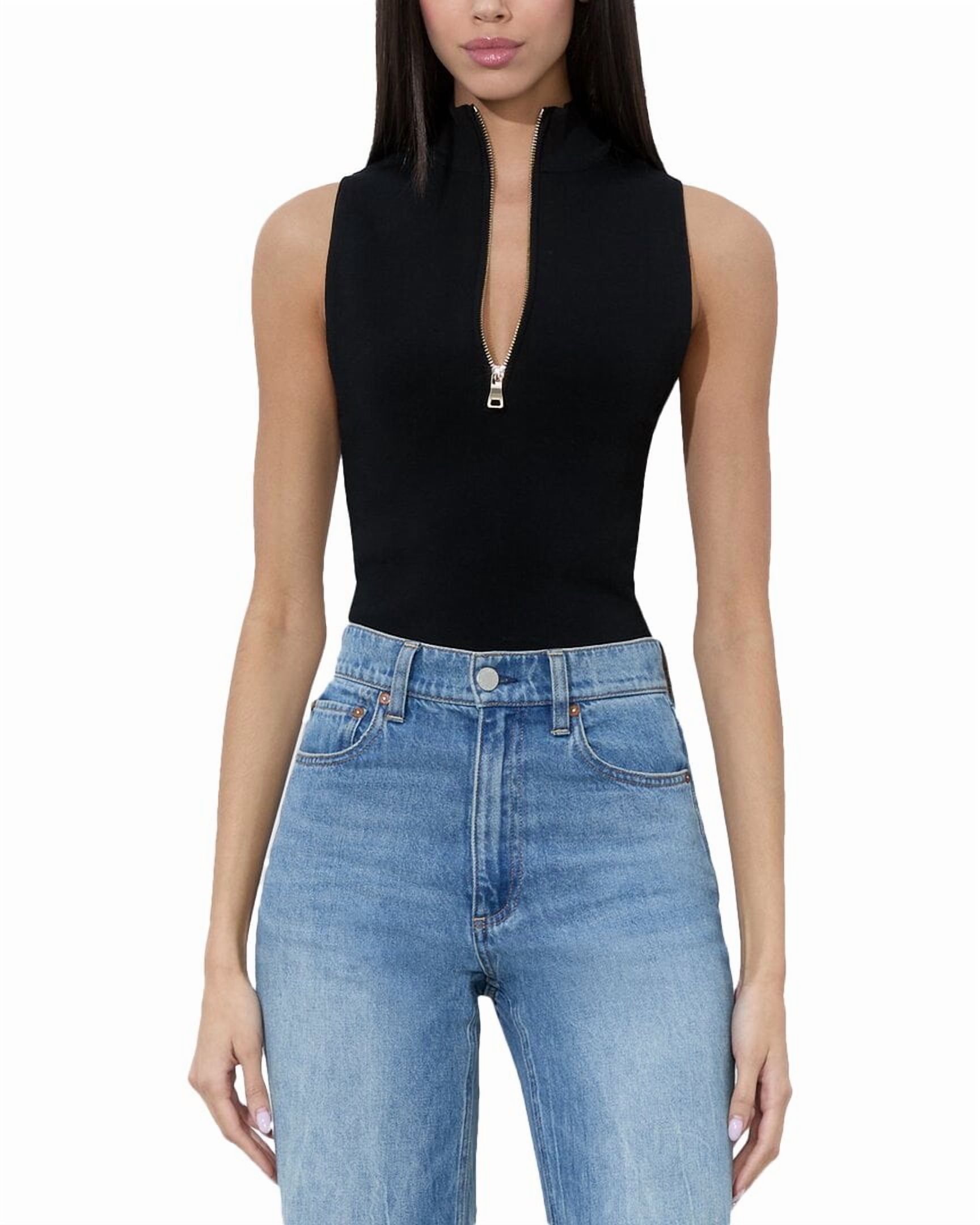 alice + olivia womens Leighton Mock Neck Top, xs, Black - Walmart.com
