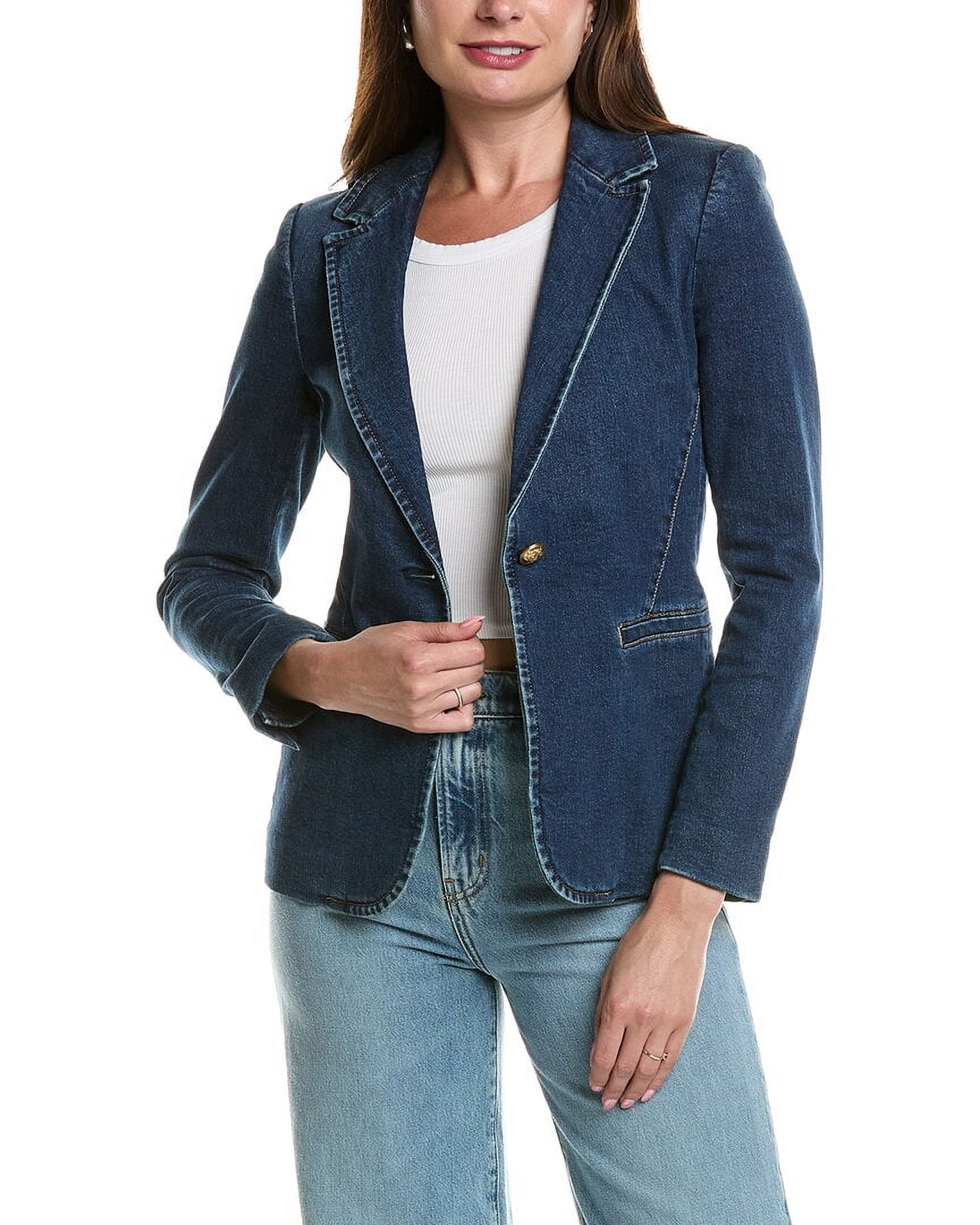 alice + olivia womens Macey Notch Collar Fitted Blazer, 4, Blue ...
