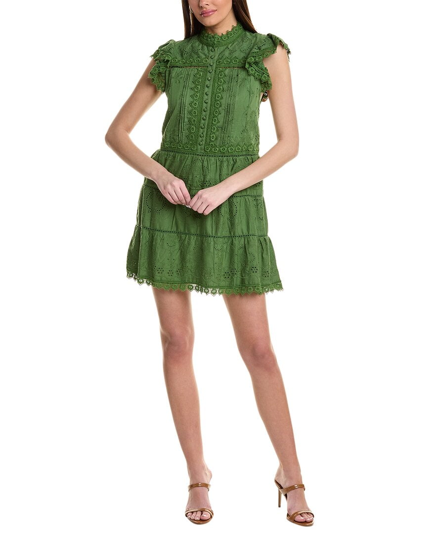 alice + olivia womens Marina Tiered Easy Mini Dress, 14, Green ...