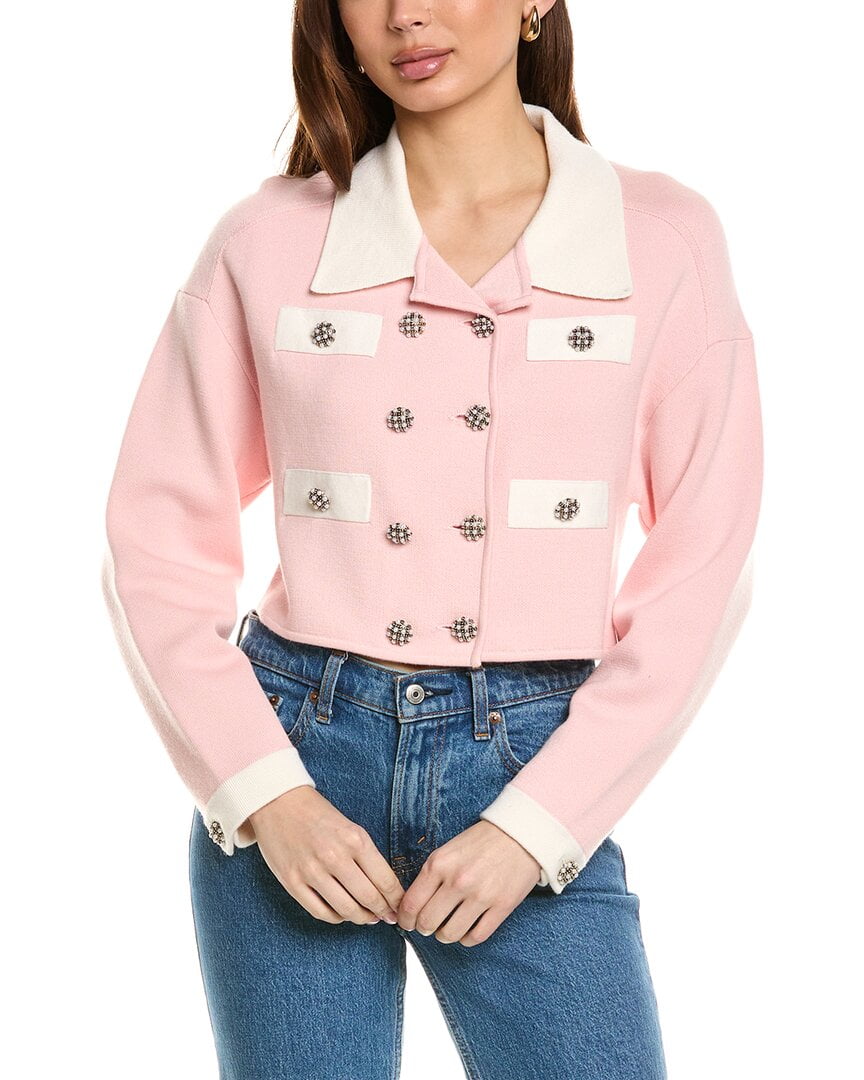 alice + olivia womens Verdell Wool-Blend Sweater Jacket, m, Pink ...