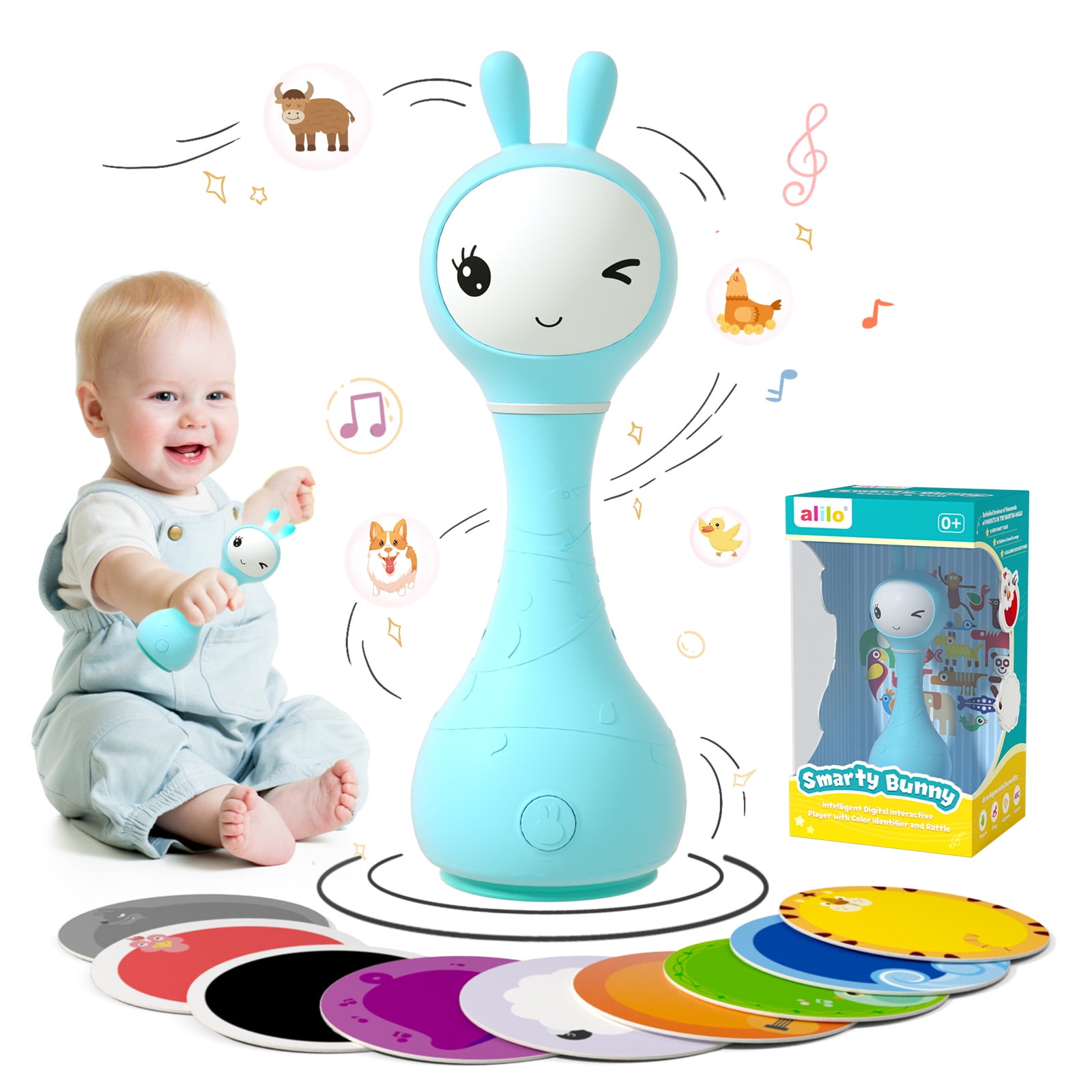 alilo Smarty Bunny Baby Rattle - Infants Musical Light Up Toys for 0-24 ...