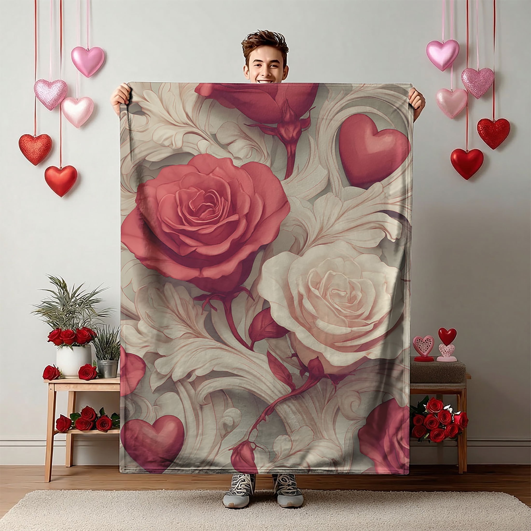 alk Valentine's Day Romance 4 Flannel Blanket,50*60 inch Available ...
