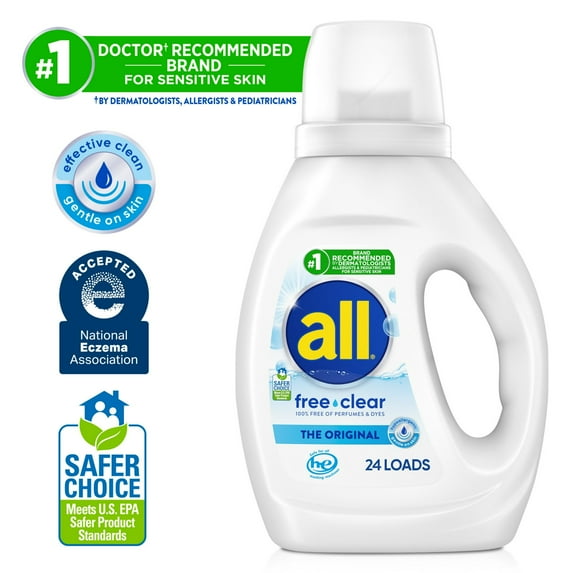 all Free Clear Liquid Laundry Detergent, 30 oz, 24 Loads(1pk) - Walmart.com
