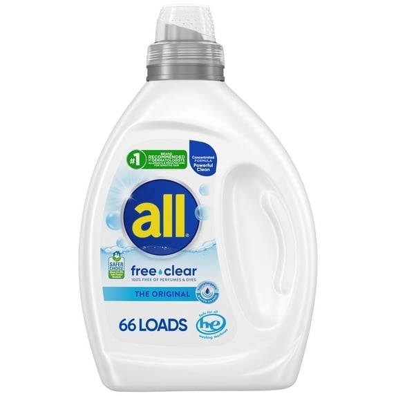 all Free Clear Liquid Laundry Detergent, 50 oz, 66 Loads (3 Pack ...