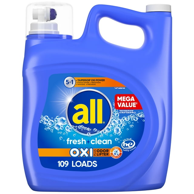 all Liquid Laundry Detergent, Fresh Clean Oxi plus Odor Lifter, 195 fl ...