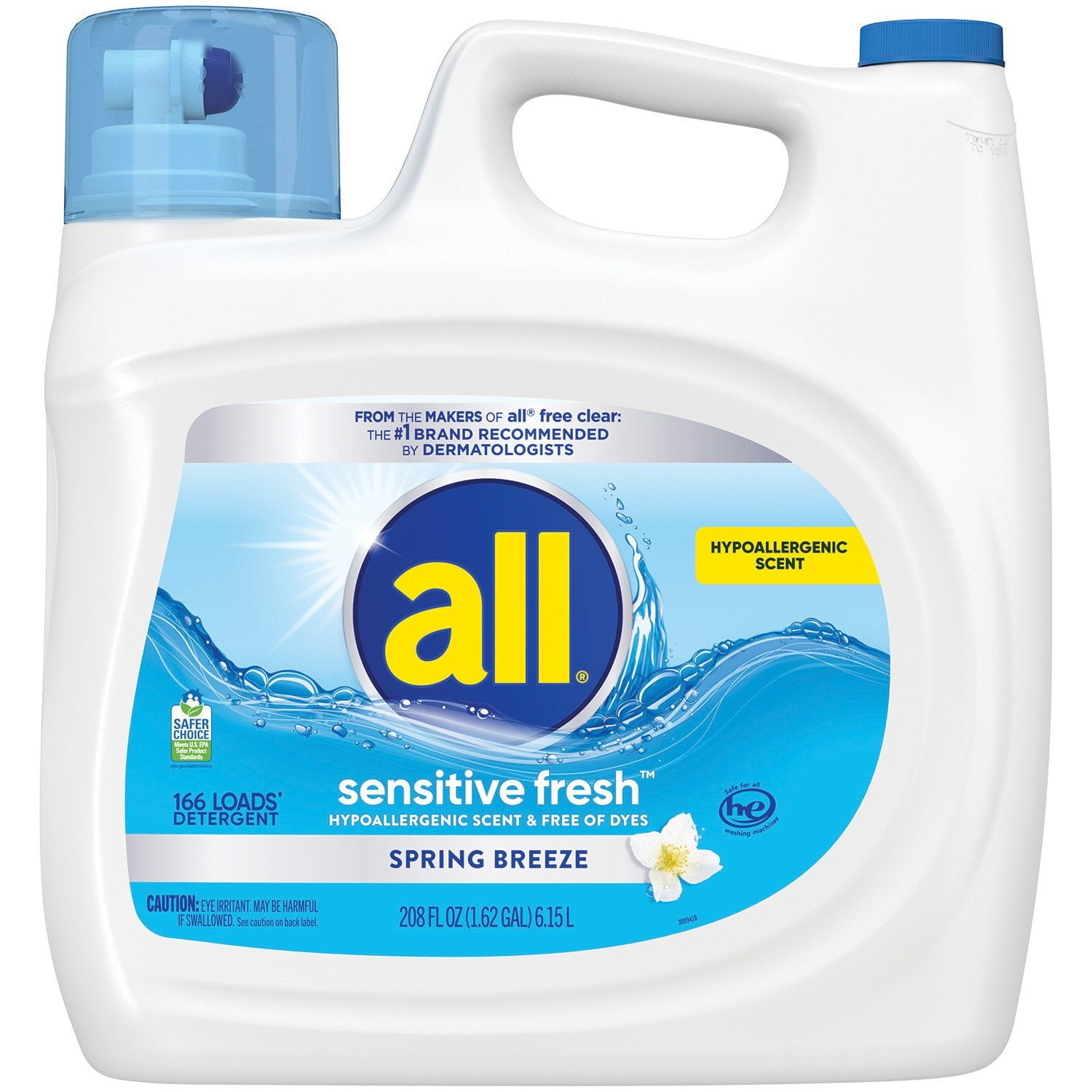 all Liquid Laundry Detergent, Sensitive Fresh, 208 Ounce, 166 Loads ...