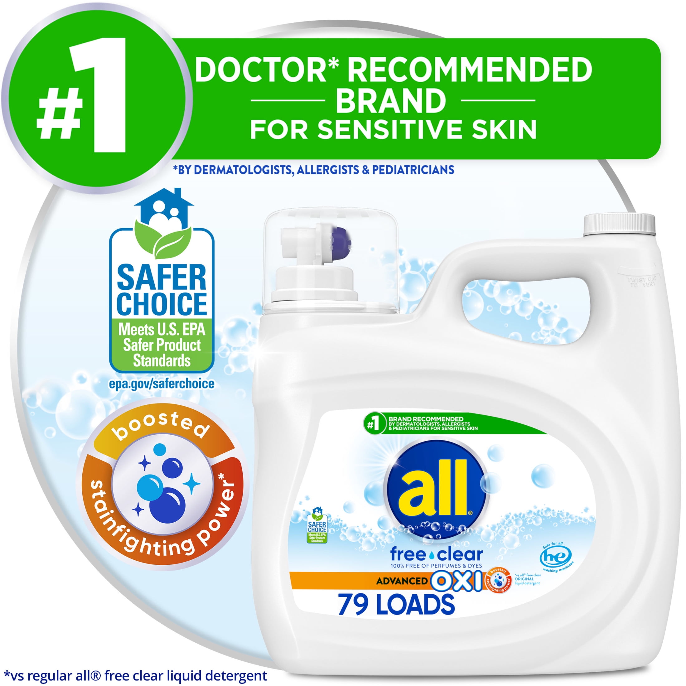 PR All Free Clear Liquid Laundry Detergent, Oxi, 118 oz, 79 Loads ...