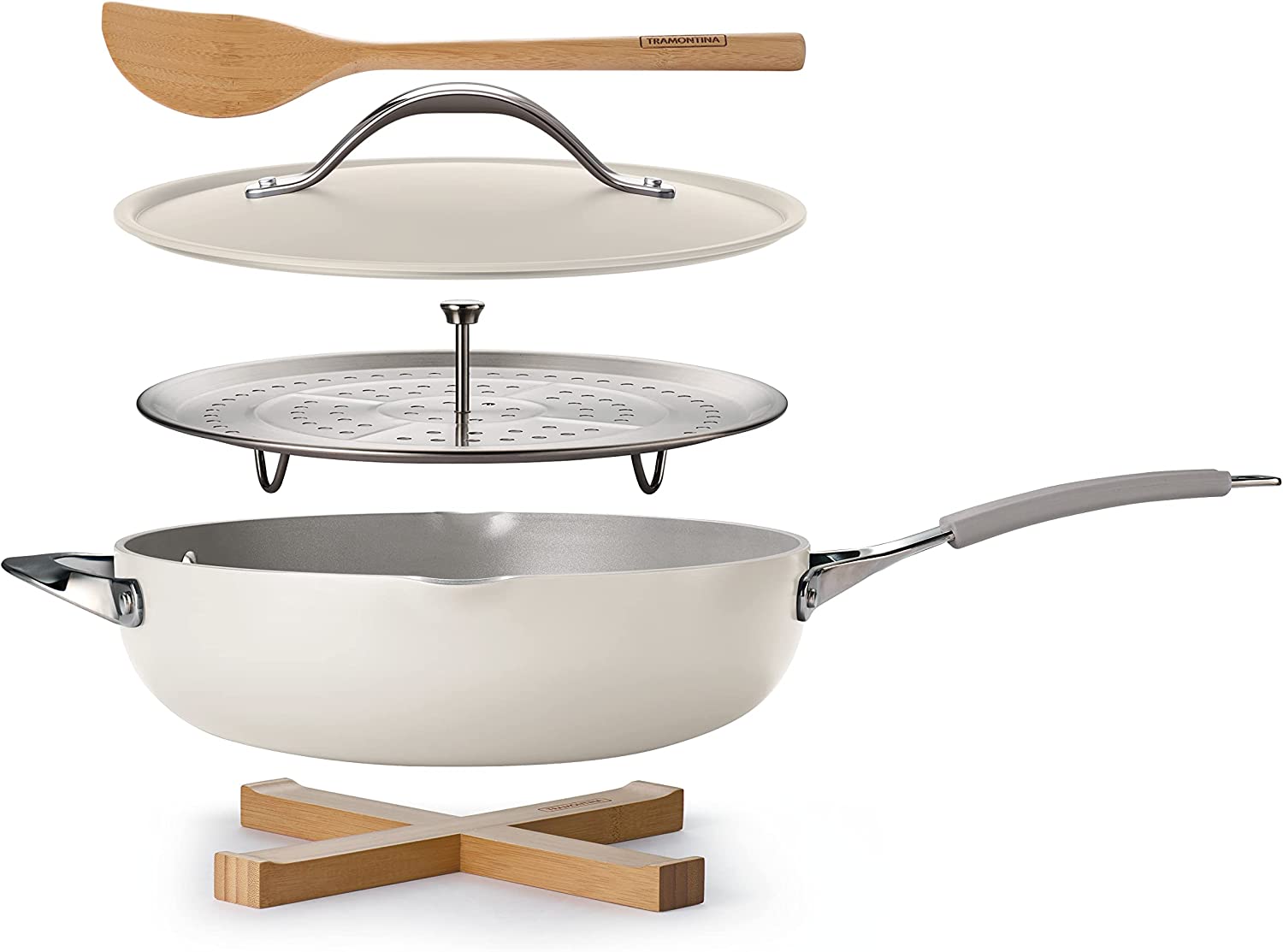 **all-in-one plus pan set, 5-quart ceramic non stick cooking pan with ...