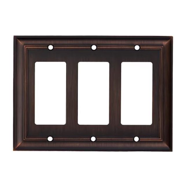 allen + roth Cosgrove 3-Gang Oil-Rubbed Bronze Zinc Indoor Decorator ...