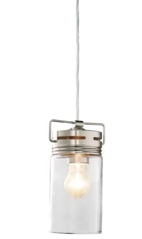 allen + roth Vallymede Brushed Nickel Farmhouse Clear Glass Jar Mini ...