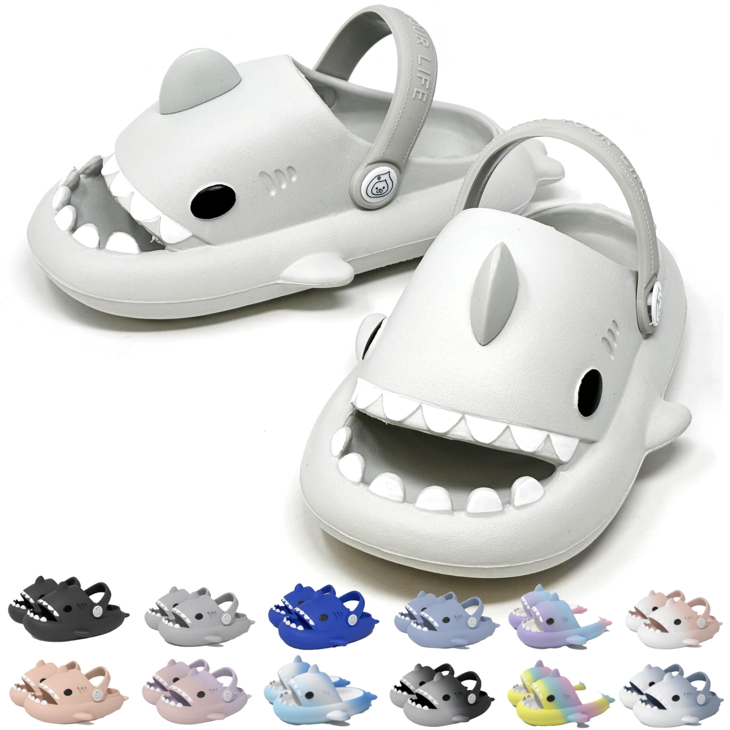 allgala Shark Slides Slippers with Backstrap Non-Slip Novelty Open Toe ...