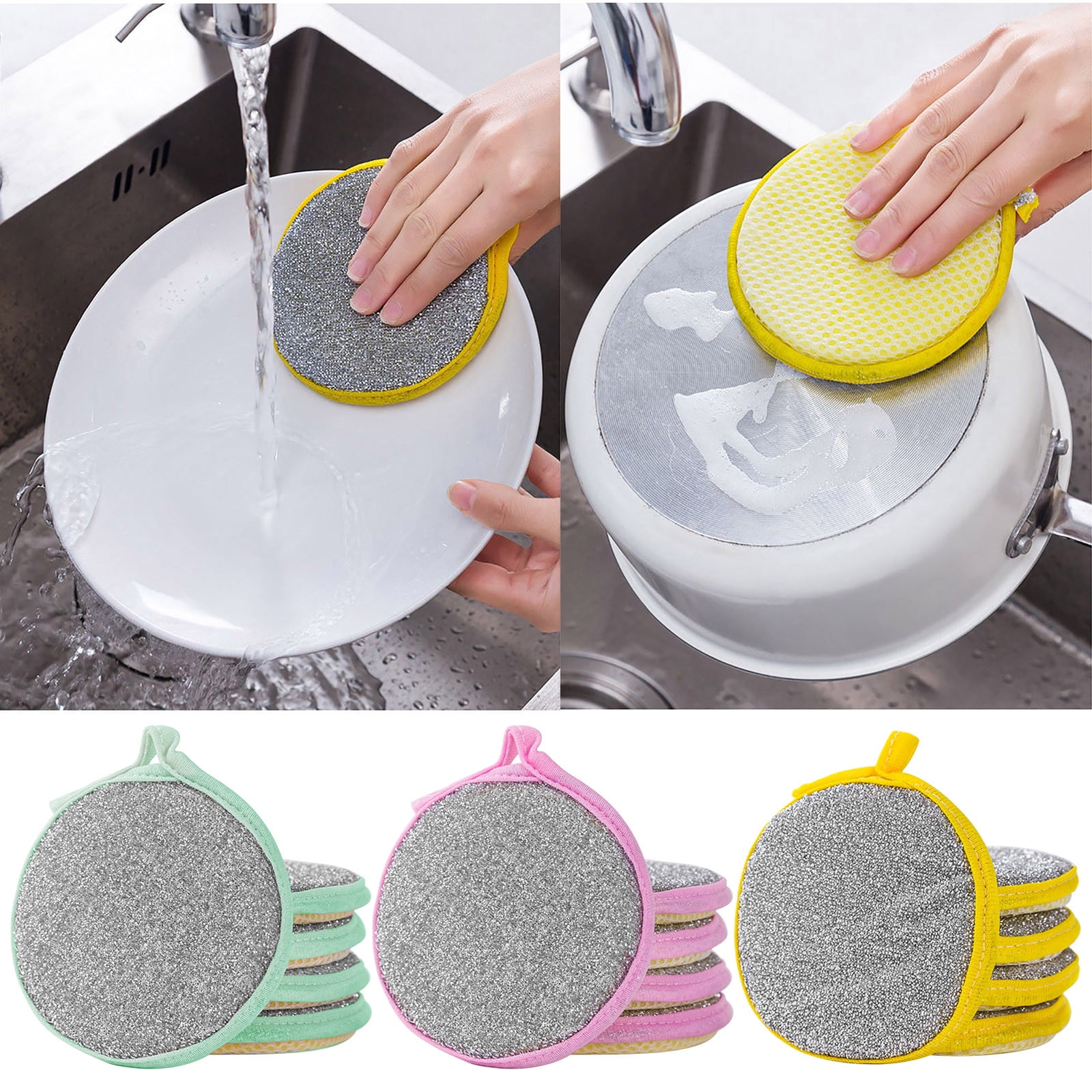 allowith 5 Pcs Dish Sponges, Double Sided Non-Scratch Scrub Cleaning ...