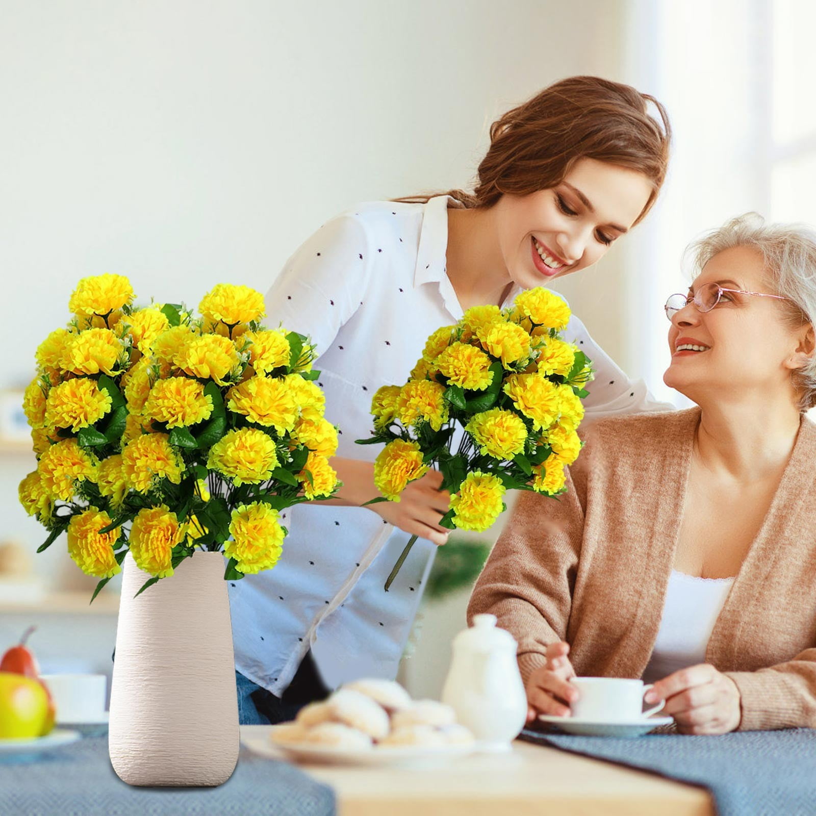 allowith Artificial Carnations, Silk Faux Flowers, for Home Table ...