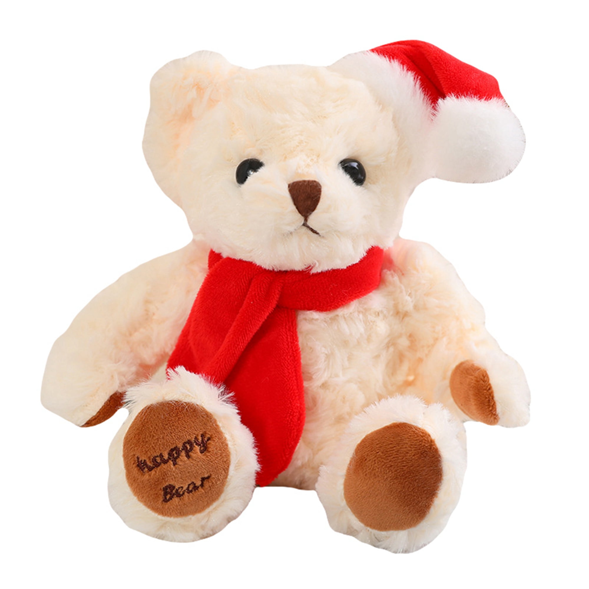 allshope Christmas Plush Bear Toy, Cute Cartoon Doll with Scarf Hat ...