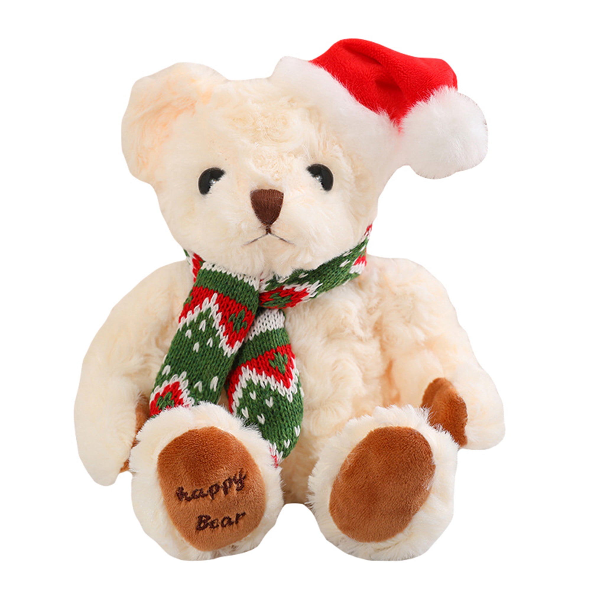 allshope Christmas Plush Bear Toy, Cute Cartoon Doll with Scarf Hat ...