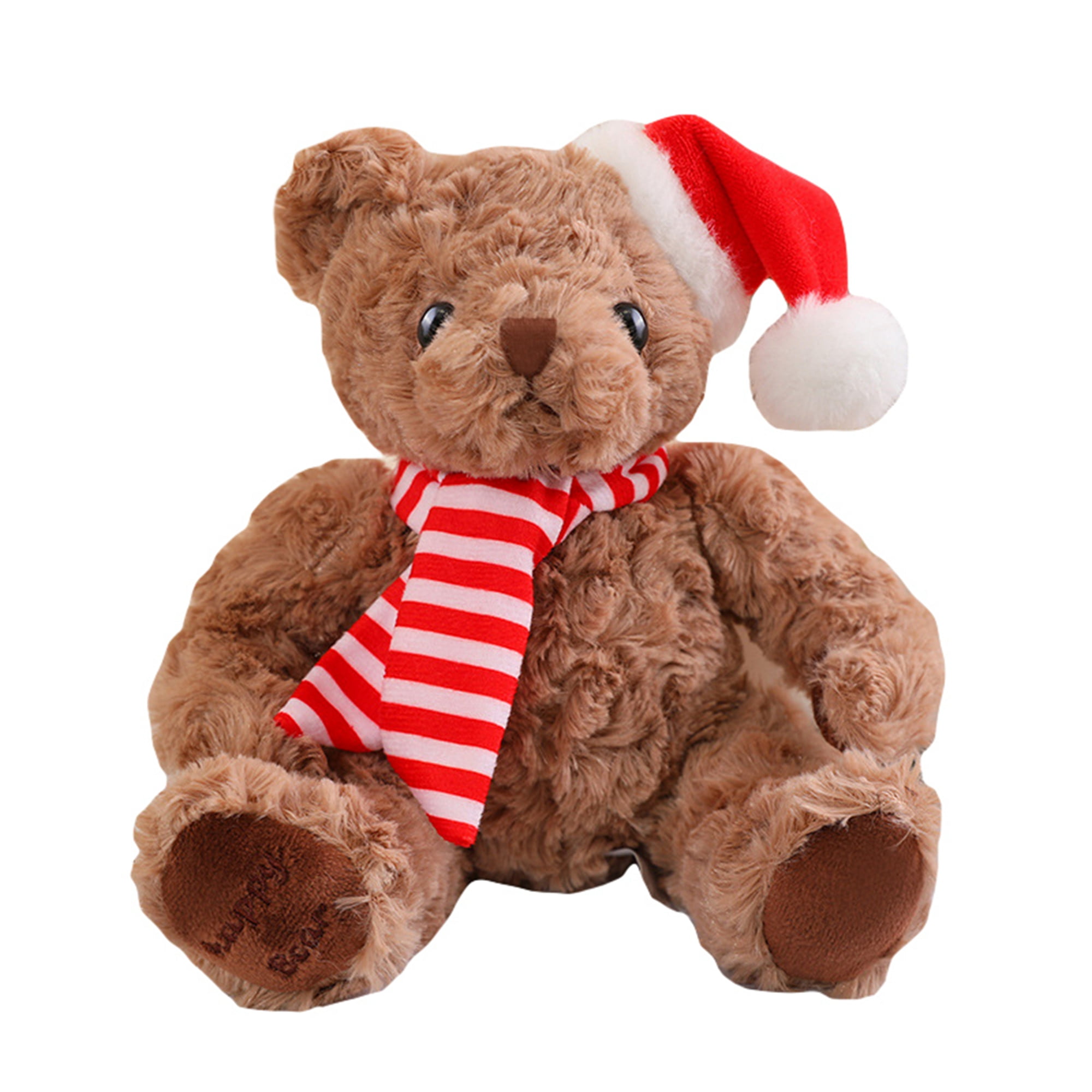 allshope Christmas Plush Bear Toy, Cute Cartoon Doll with Scarf Hat ...