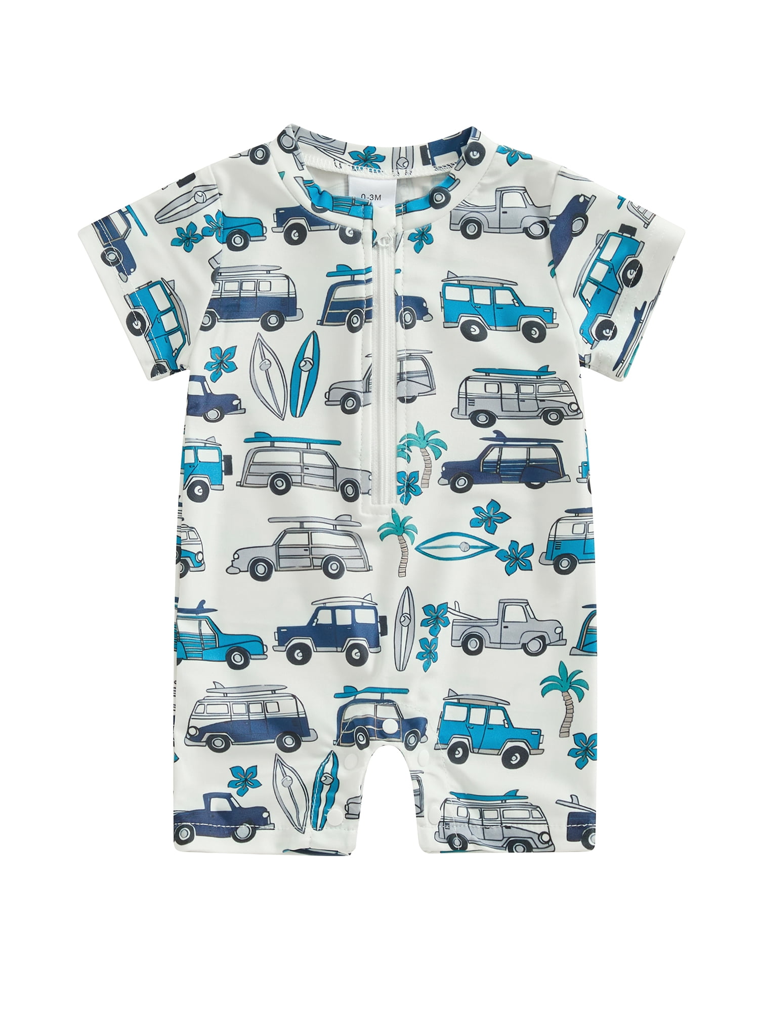 allshope Little Boys Short Sleeve Swimsuit Round Neck Whale Print Zip ...
