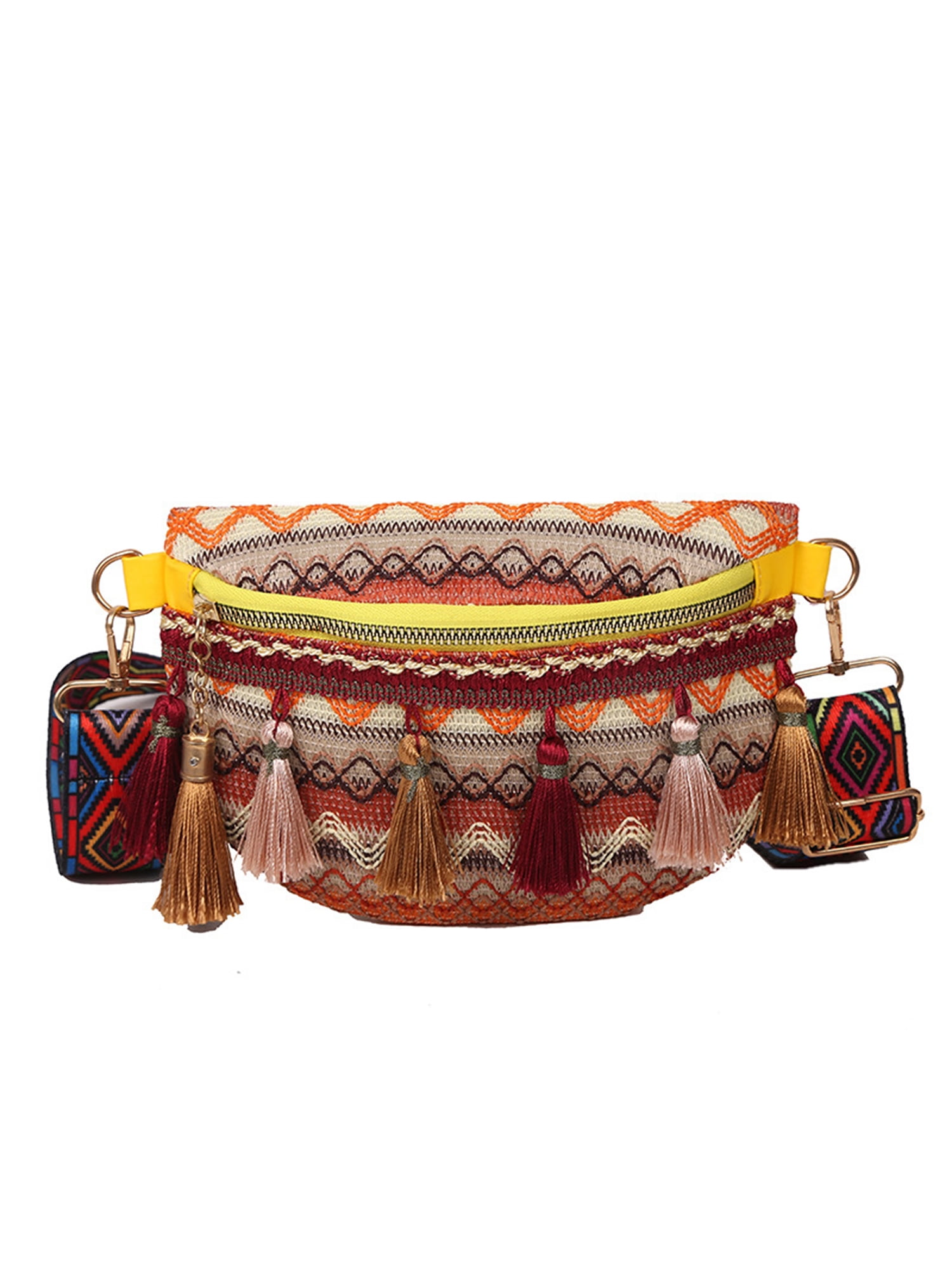 allshope Women Folk Style Waist Bag with Adjustable Strap, Variegated ...