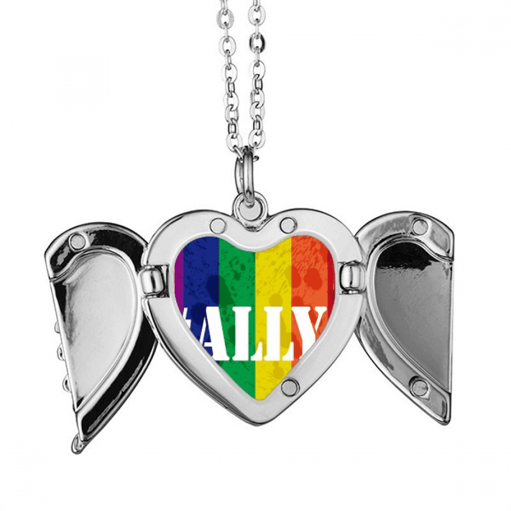 ally lgbt rainbow pattern angel wings necklpendant fashion - Walmart.com