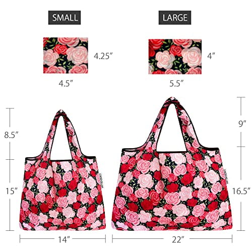 allydrew P73983 Large & Small Foldable Tote Nylon Reusable Grocery Bags ...