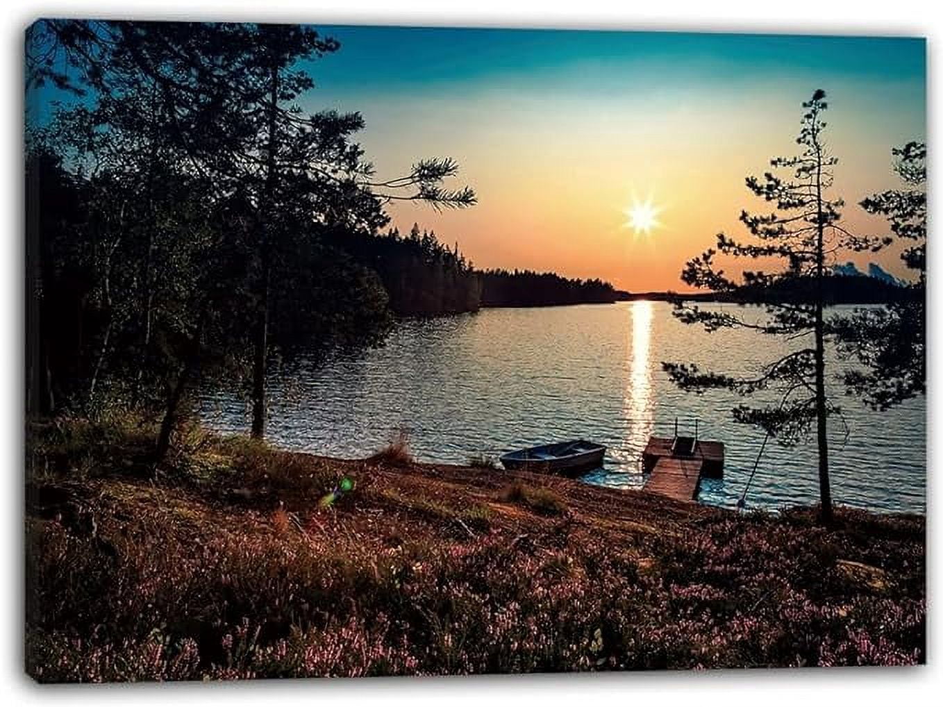 alottagifts Fishing Lake Sunset Lighted Canvas Wall Art Print 12" x 16 ...
