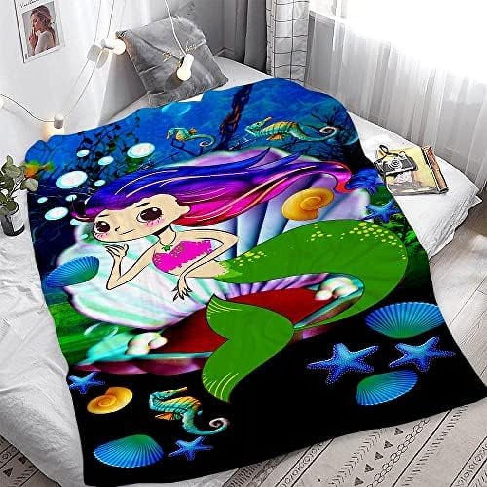 alottagifts Mermaid Dreams 50’’ x 60" Fleece Throw Blankets for Bed ...
