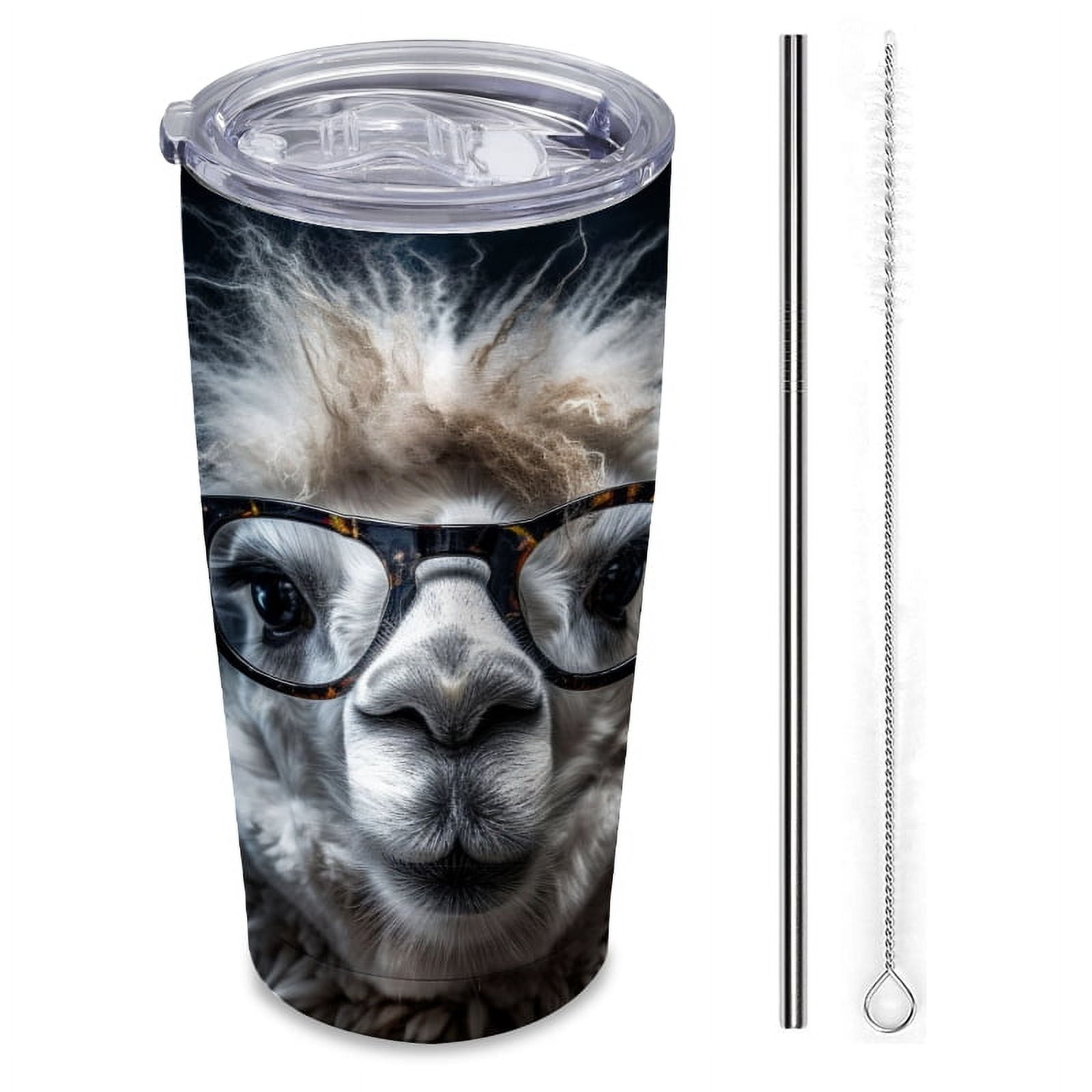 alpaca wearing glasses set against dark background Insulated Travel ...