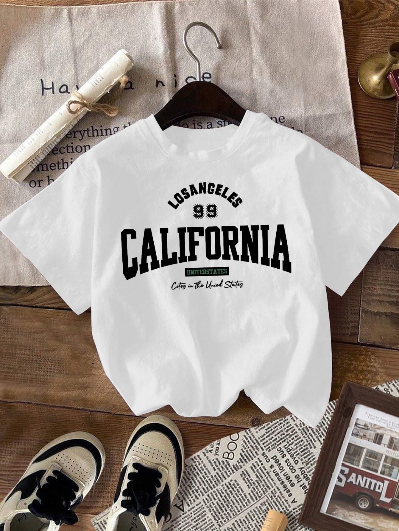alphabets LoS aNGeLeS CaLiFoRNia Print Girl&#039;s Summer Comfy T-shirt ...
