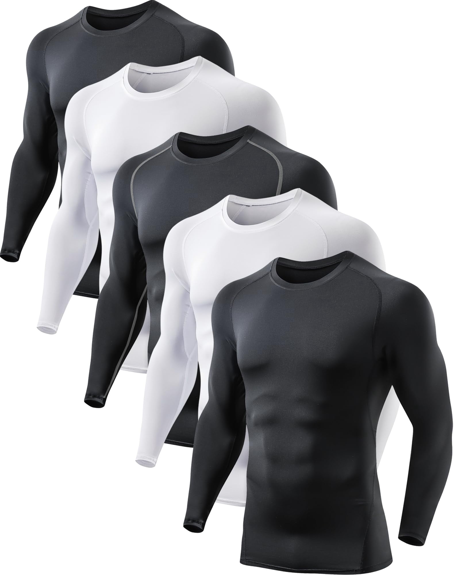alpinario 5 or 4 Pack Compression Shirts for Men Long Sleeve Athletic ...