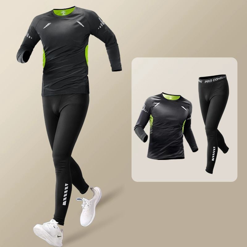 alpinario Men'S Fitness Set 2pcs, Elastic Quick-Dry Training Print Long ...