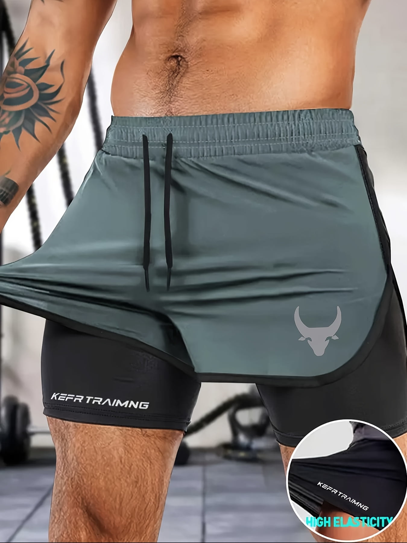 alpinario Men's 2 in 1 Workout Shorts Fashion Cow Print, Quick Dry Gym ...