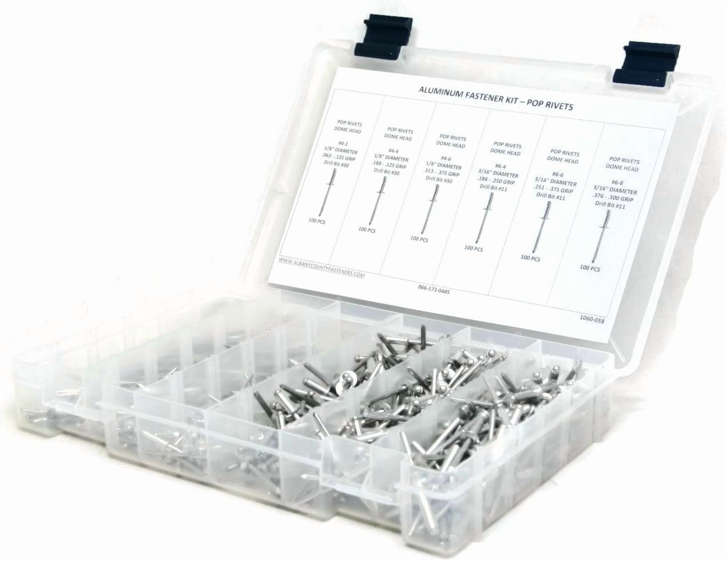 aluminum pop rivet kit 1/8" (4) through 3/16" (6) blind rivets - 601 ...