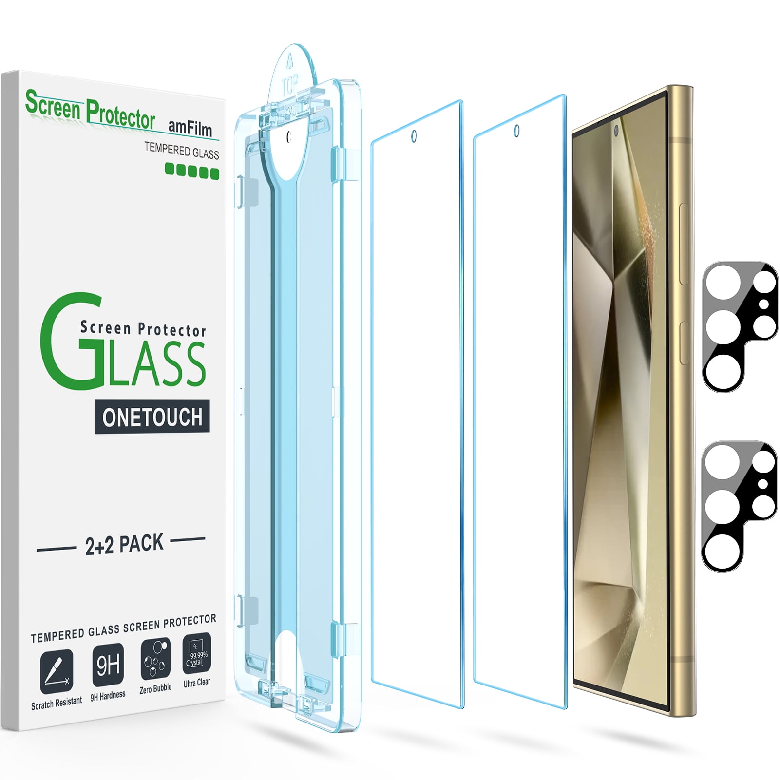 2 Pack amFilm OneTouch Samsung Galaxy S22 5G Tempered Glass Screen ...