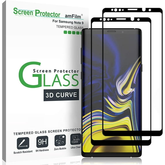 amFilm (2 Pack) Glass Screen Protector for Samsung Galaxy Note 9, Full ...