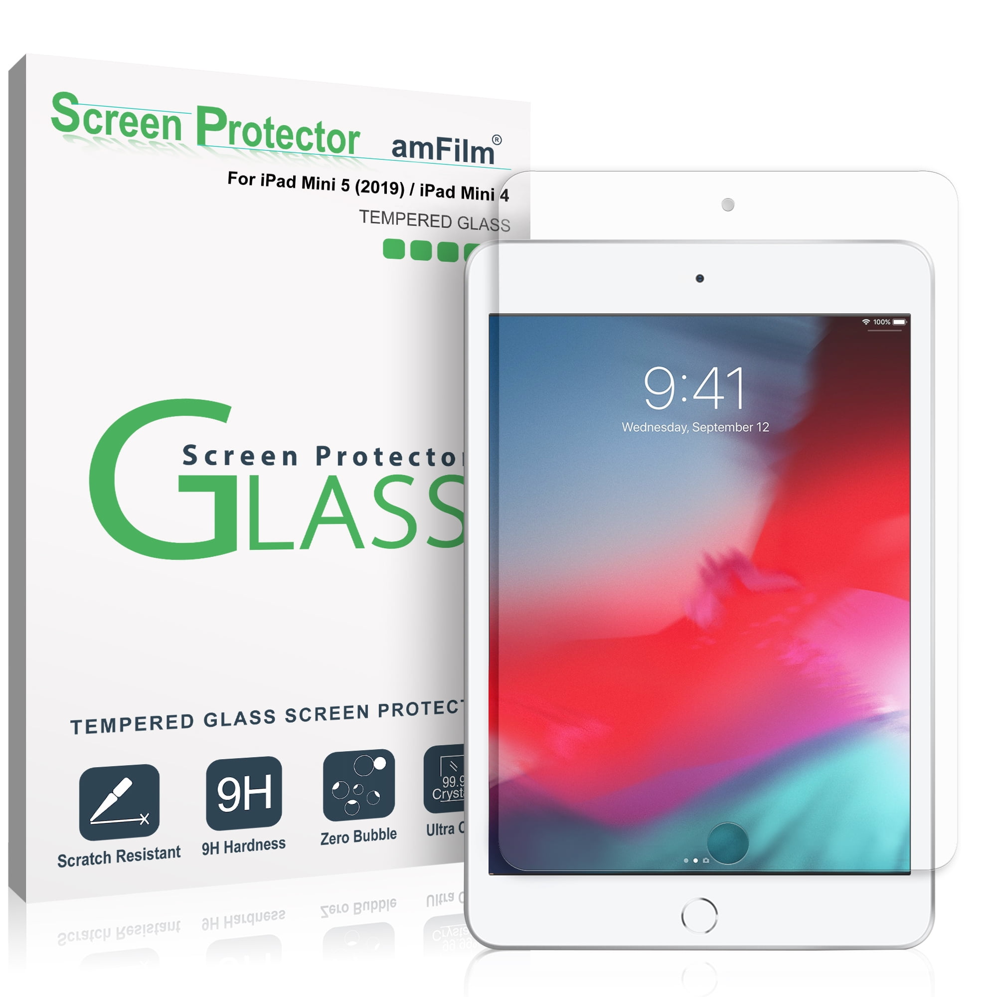 amFilm Tempered Glass Screen Protector for Apple iPad Mini 5 (2019 ...