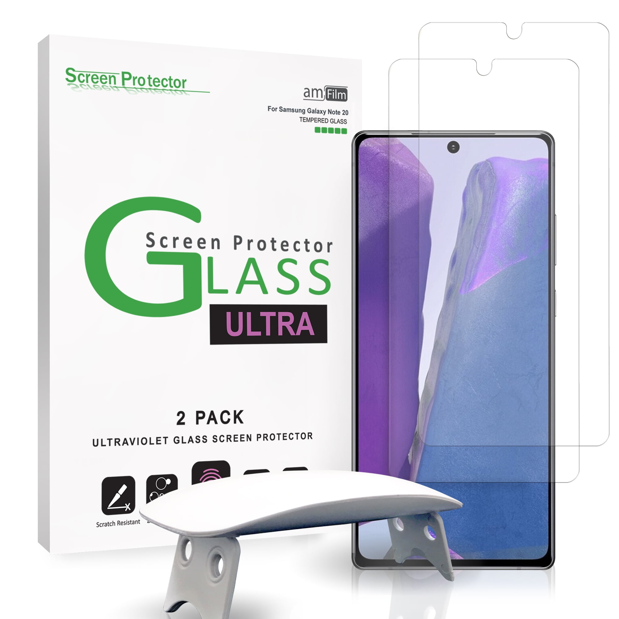 amFilm Ultra Glass Screen Protector for Galaxy Note 20 (2 Pack), Full ...