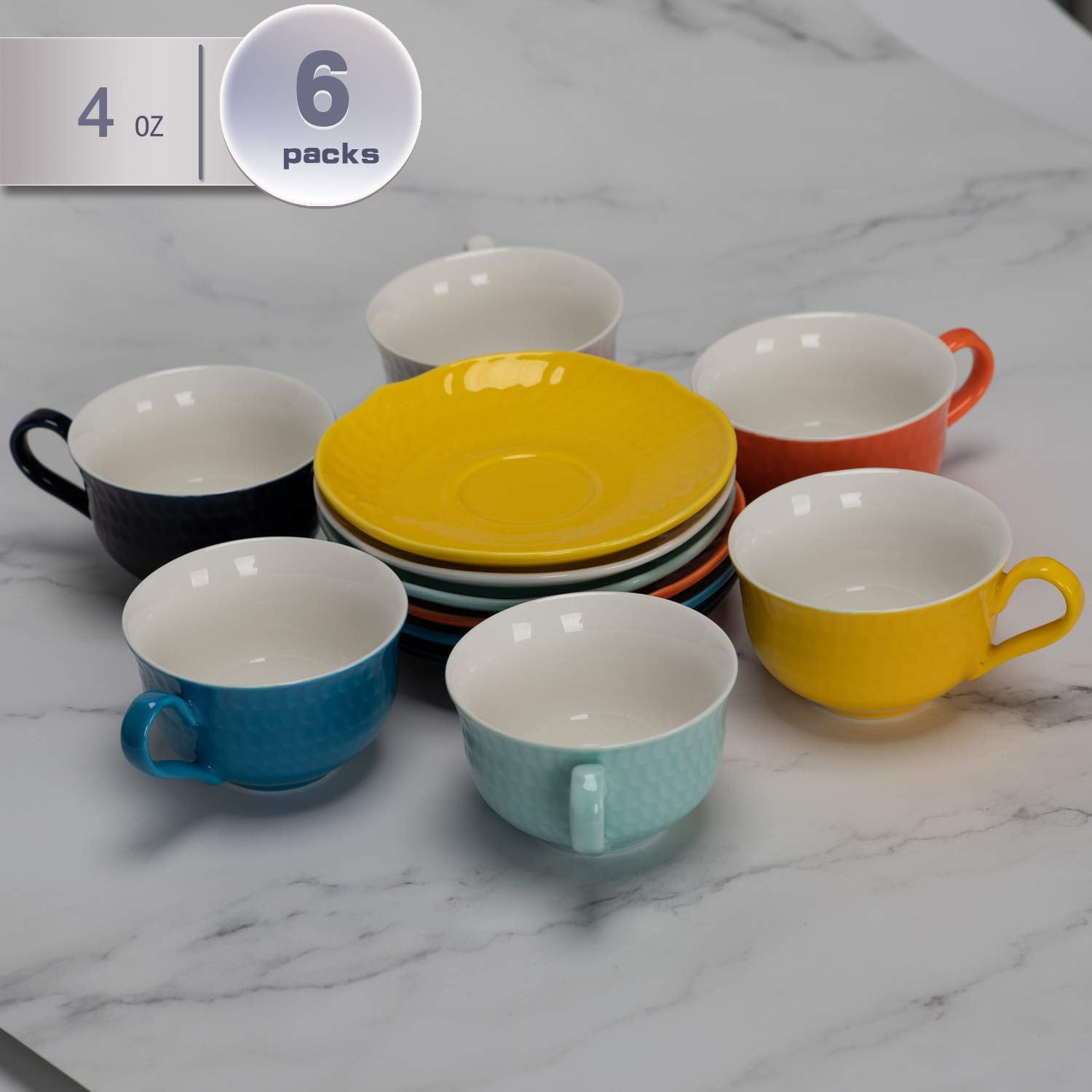 amHomel 6-Pack 6 oz White Emboss Cups - Walmart.com