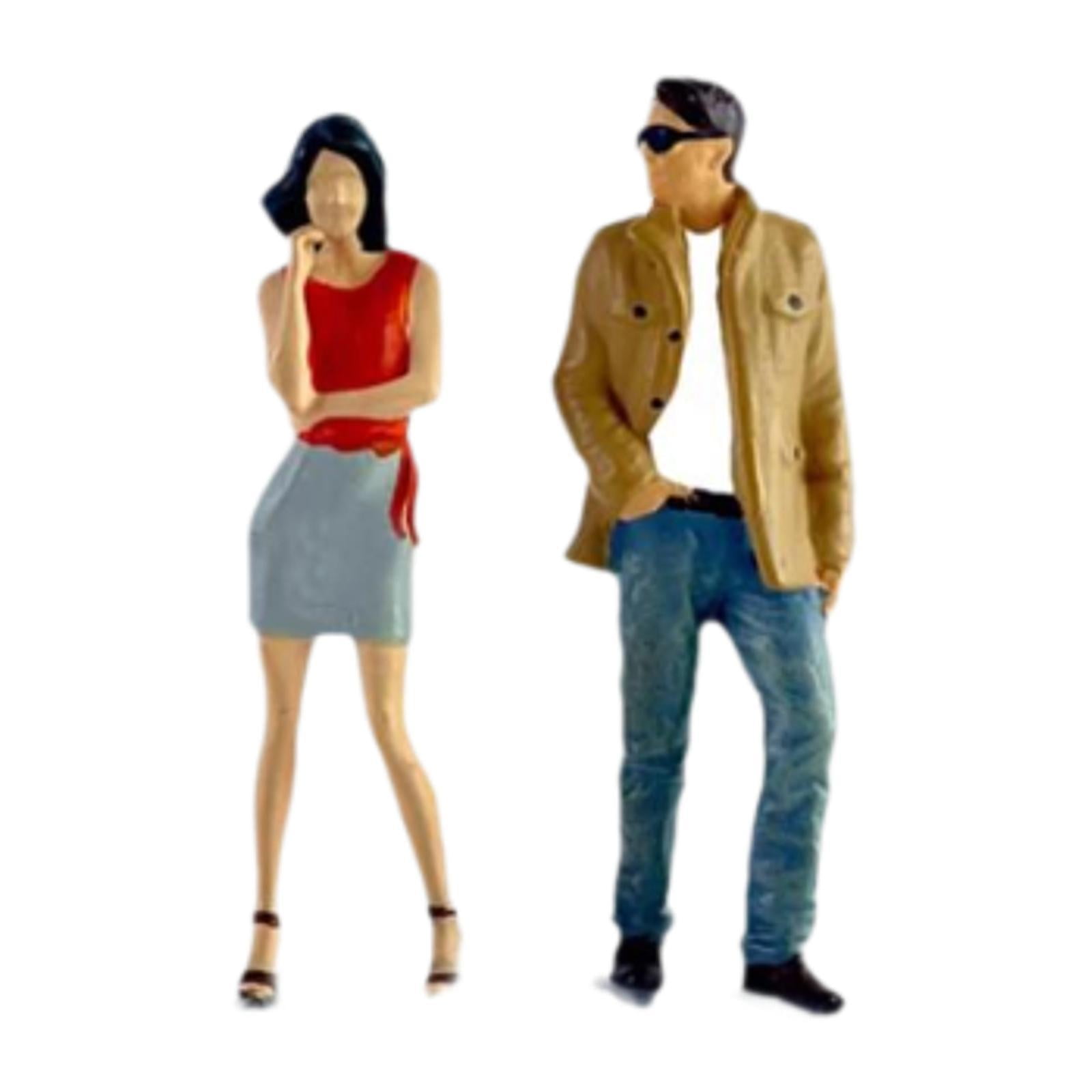 amagogo 2x 1:64 Scale Women and Men Figures Dioramas Resin Red khaki ...