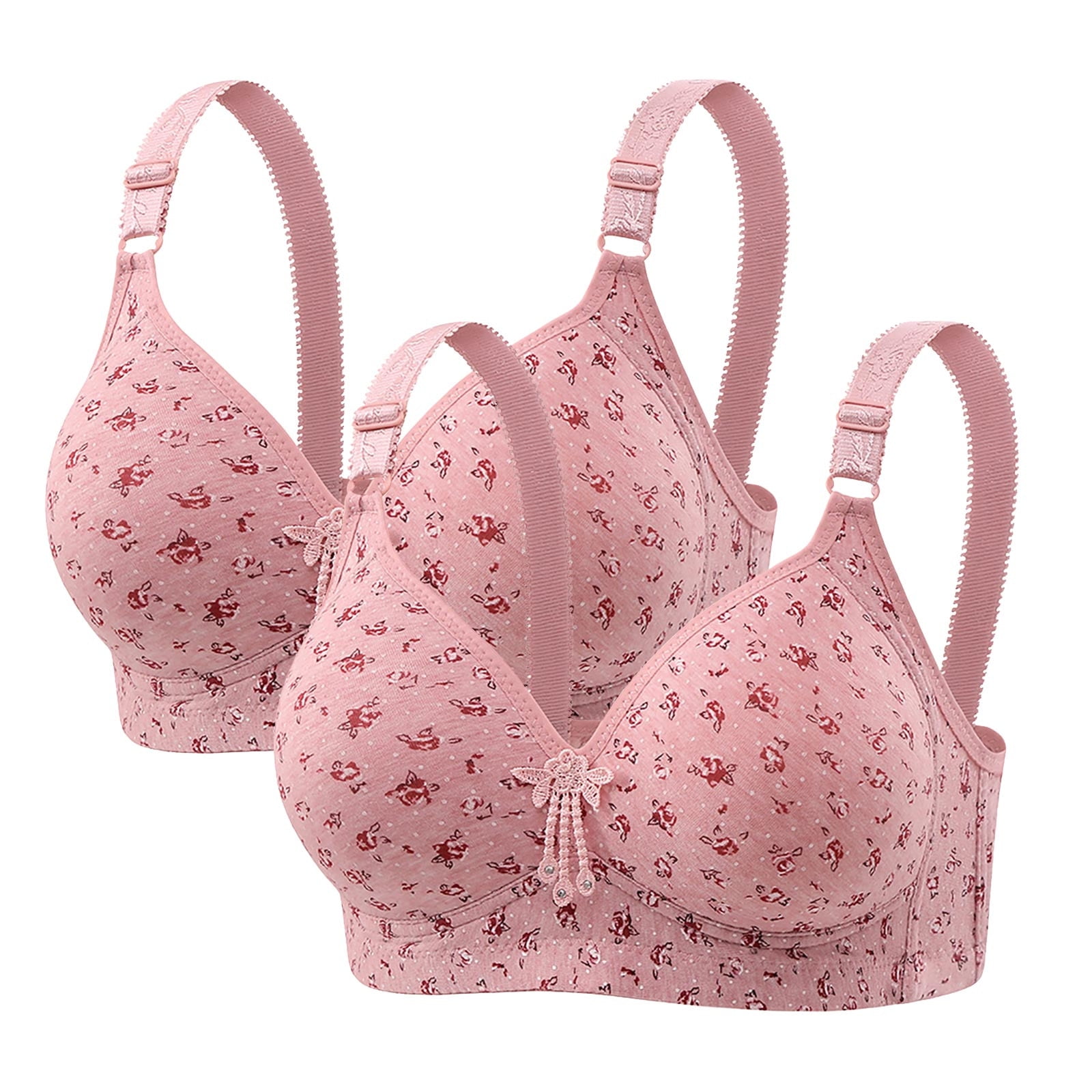 Wancir 2PC Bras for Women Non-steel Ring Floral Print Adjustable ...