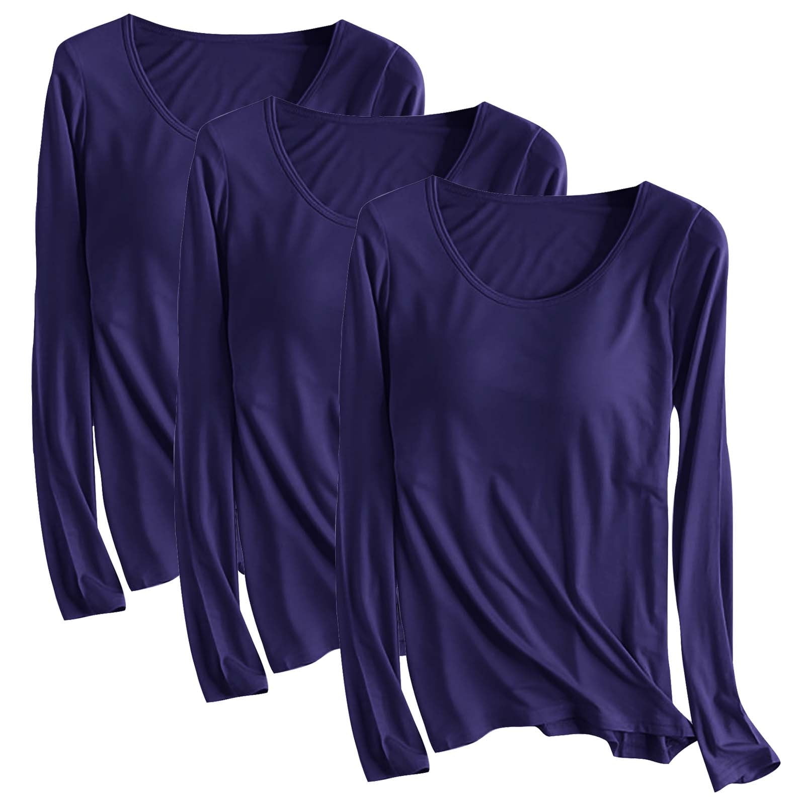 Wancir 3 PC Women's Padded Modal Pajamas with Built in Bras Casual Yoga ...