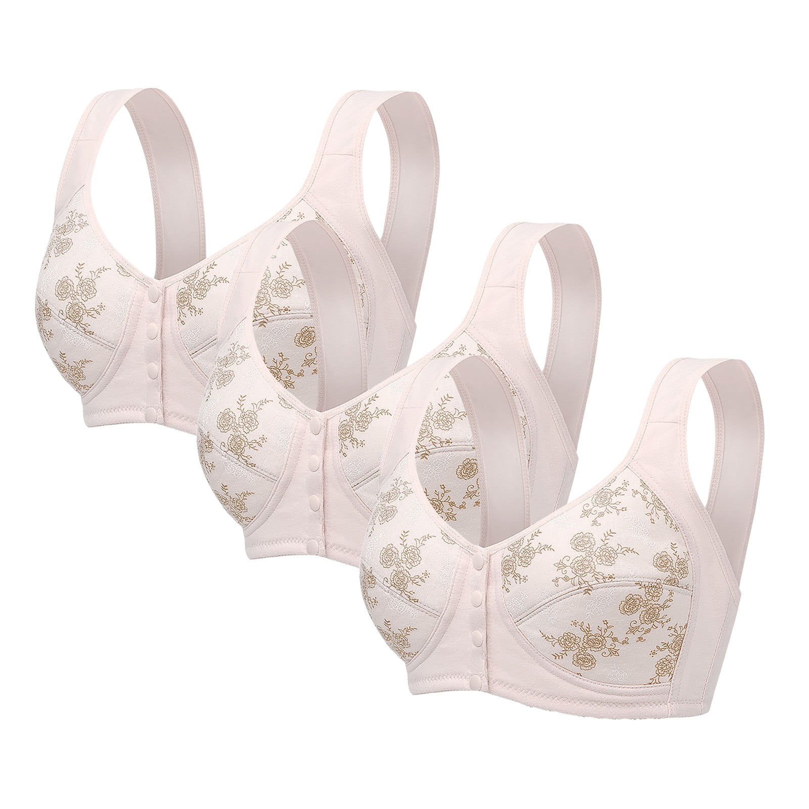 Wancir 3PC Daisy Bra for Seniors, Front Snap Closure Bras, Front Snaps ...